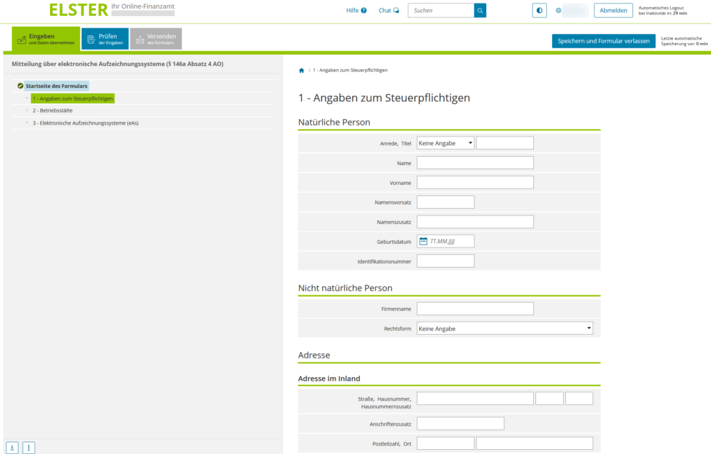 Kassensystem über das ELSTER-Portal anmelden – JTL-Guide