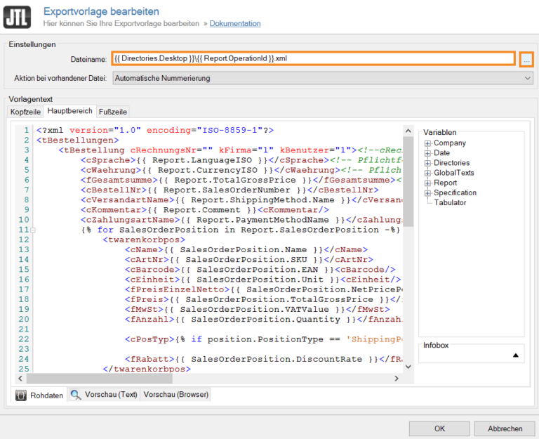 Aufträge per CSV/XML exportieren – JTL-Guide