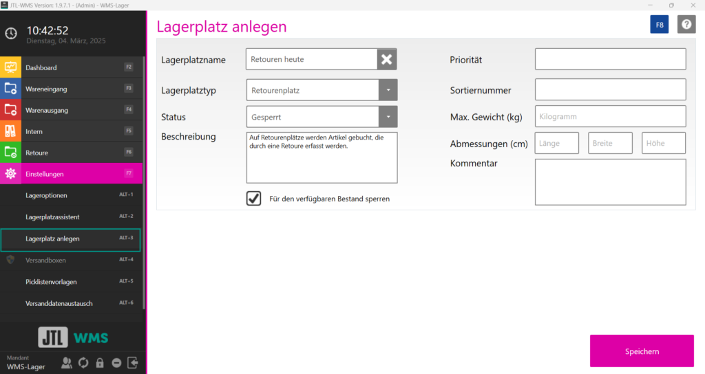 Lagerplatz anlegen – JTL-Guide