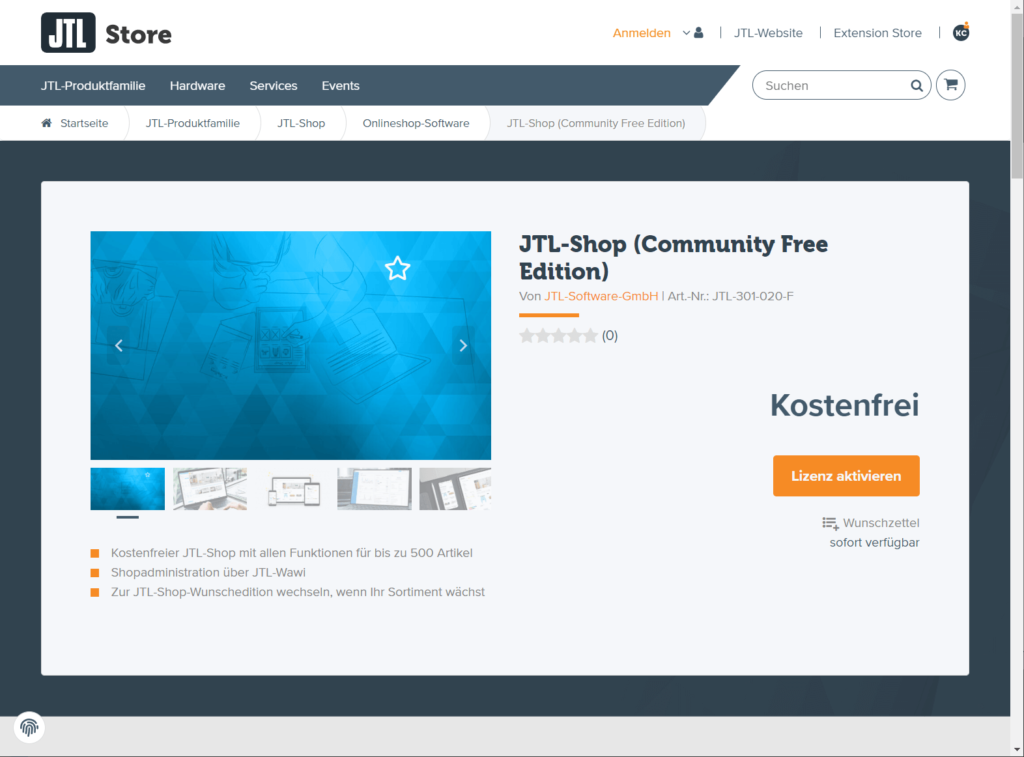 Community Free Edition - die kostenlose Version von JTL-Shop