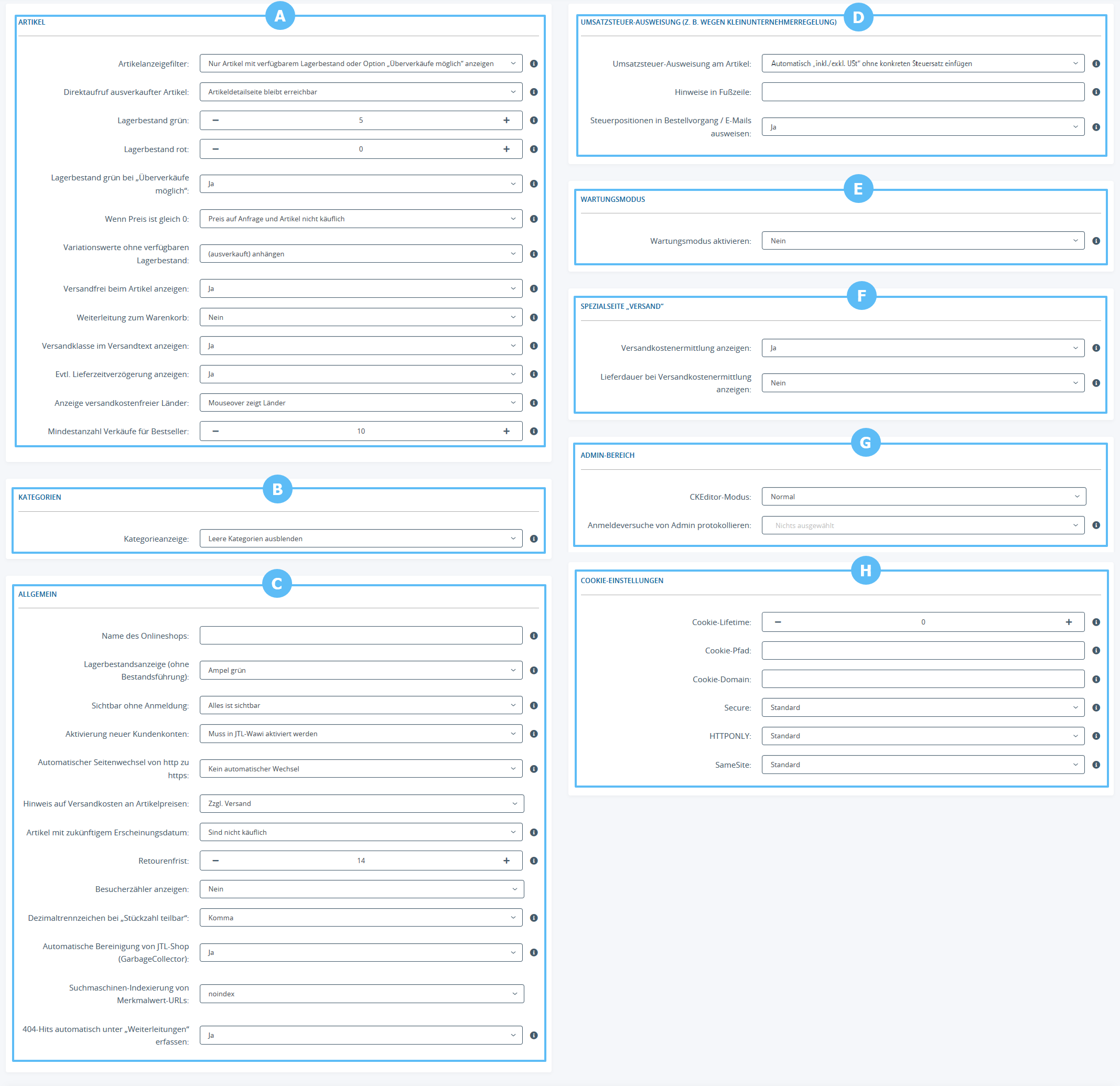 Globale Einstellungen – JTL-Guide