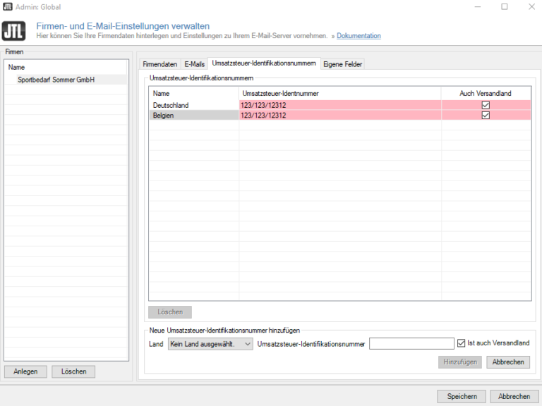 Adding VAT identification numbers – JTL-Guide