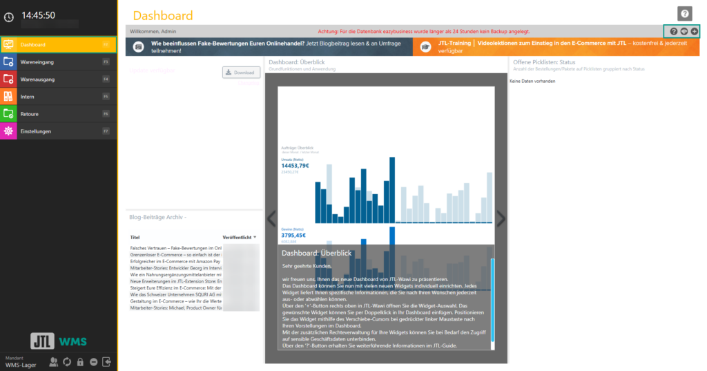 Dashboard von JTL-Wawi in JTL-WMS verwenden – JTL-Guide