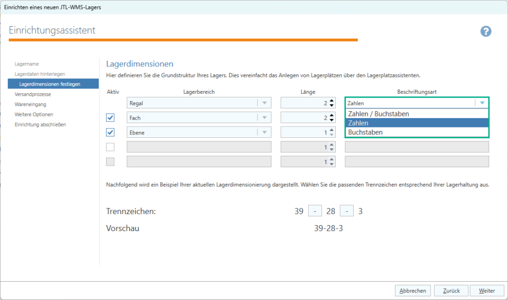 Creating JTL-WMS warehouses with the Setup Wizard – JTL-Guide