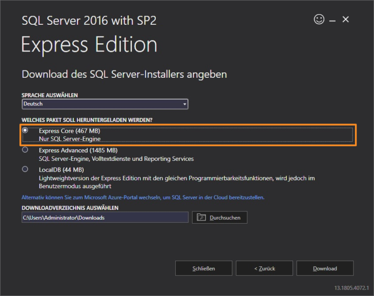 Installing Microsoft SQL Server Express for JTL-Wawi