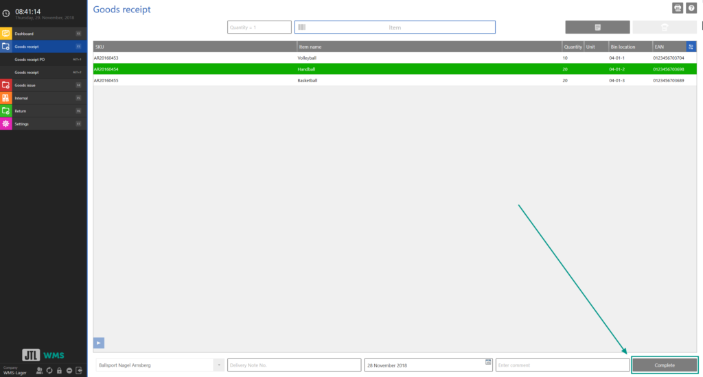 Creating purchase orders in goods receipt – JTL-Guide